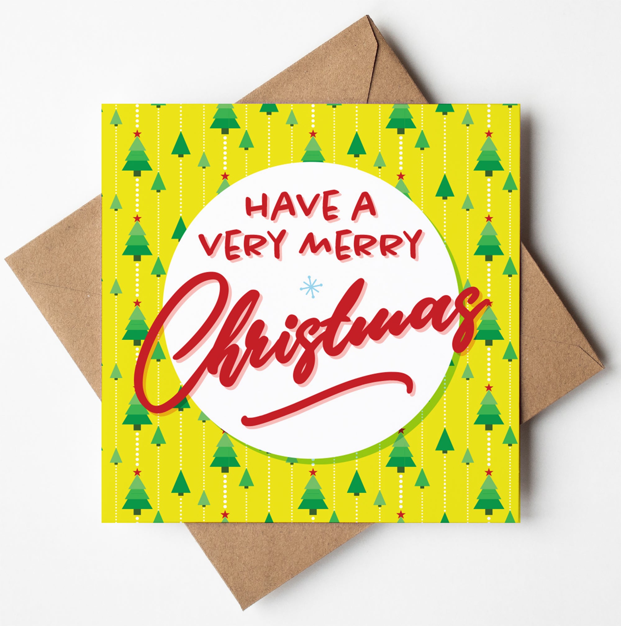 Very Merry Modern Tree Xmas Card – Sweary Card Lady